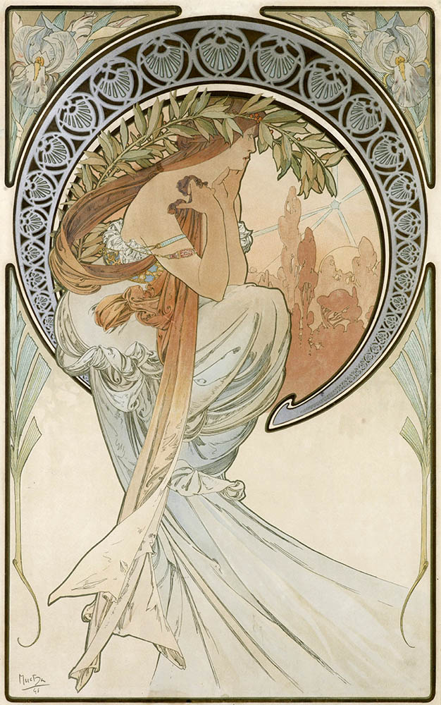 Poetry by Alphonse Mucha 1898 Print, Art-Nouveau Print, Awen Prints